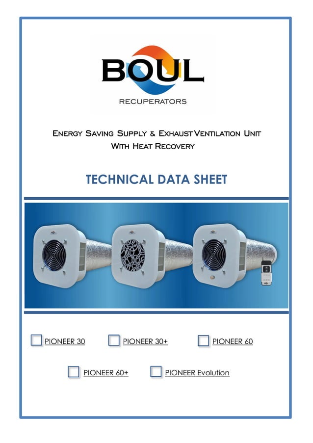 Technical data sheet heat exchanger BOUL