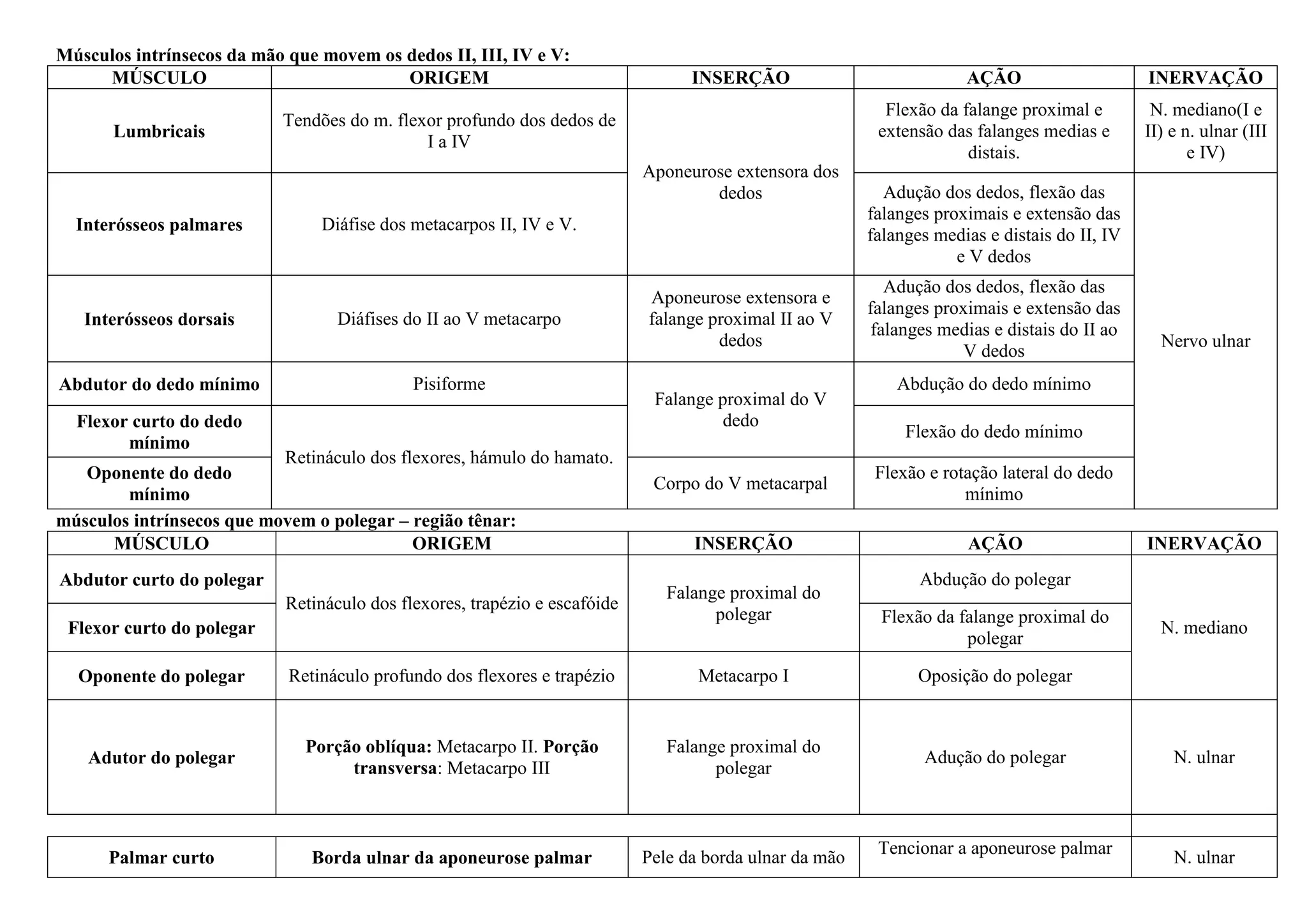 Musculos da mão | DOCX