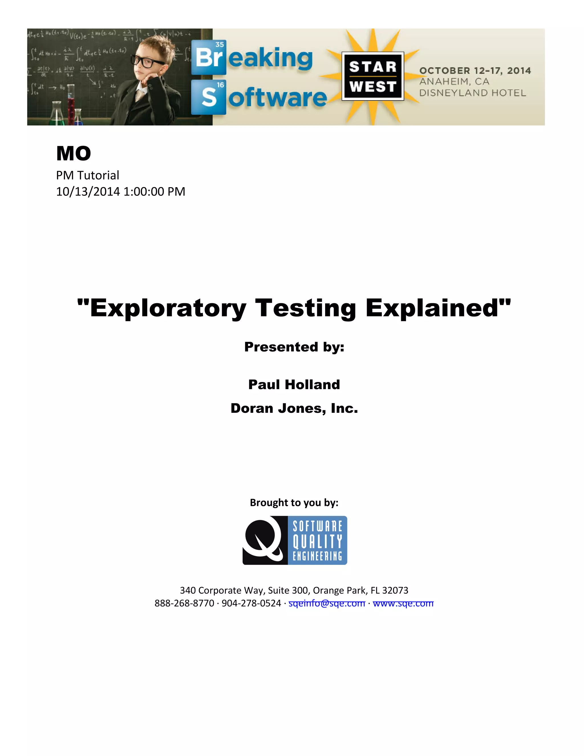 Exploratory Testing Explained Pdf