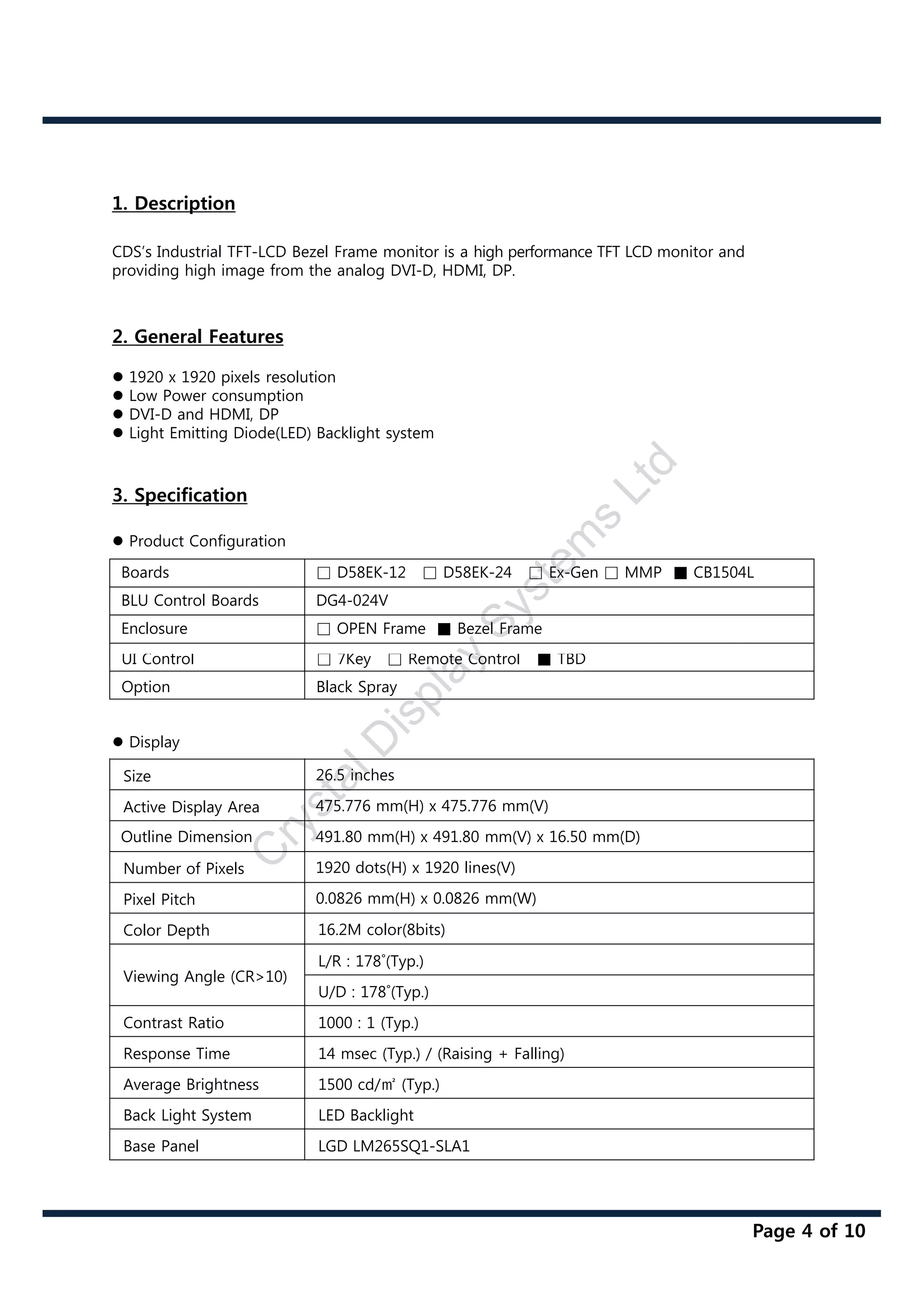 LG 26.5 inch Square Chassis Monitors | PDF