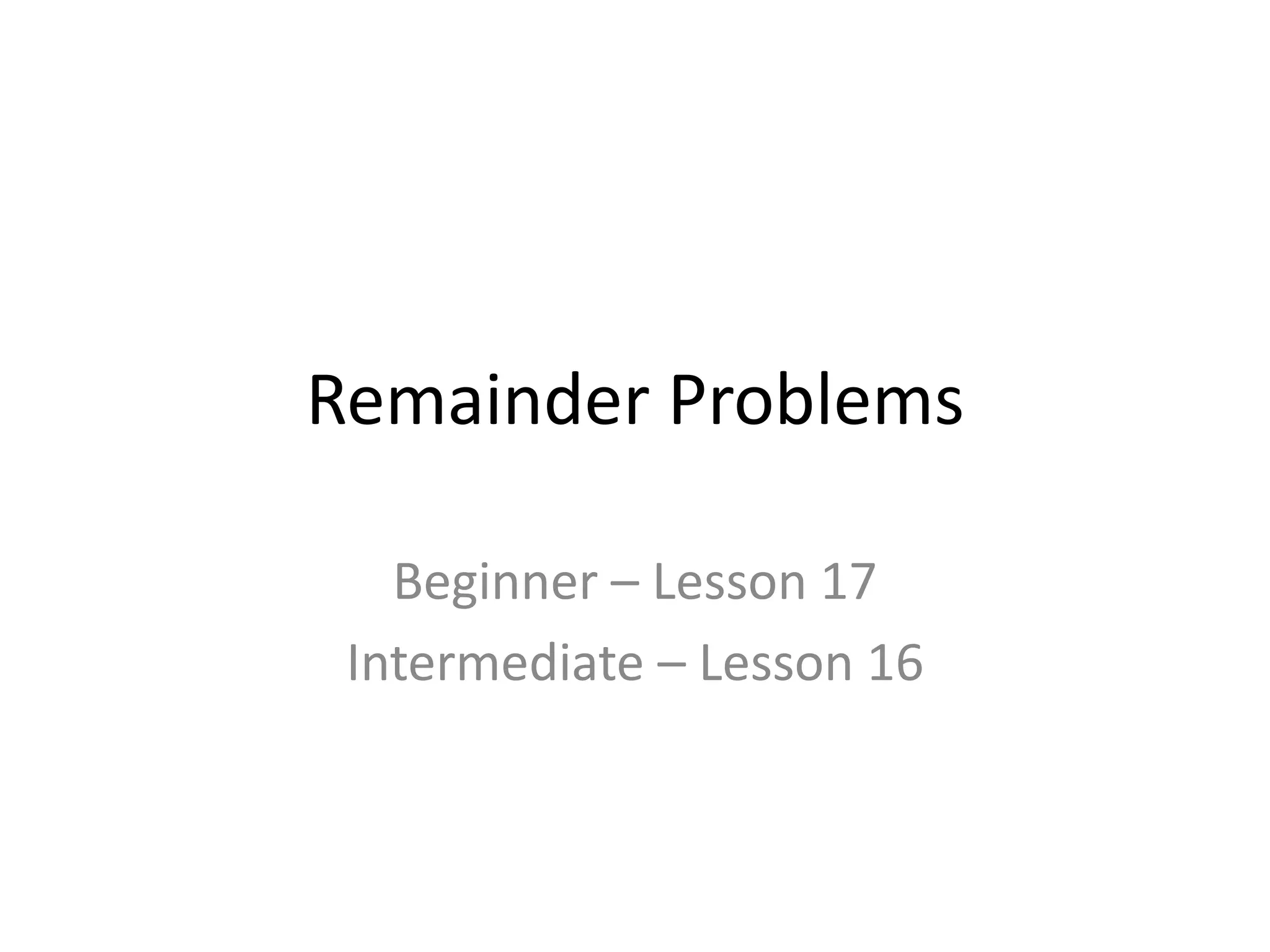 Maths Olympiad Remainder Problems | PPSX