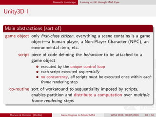 Game Engines to Model MAS: A Research Roadmap | PPT