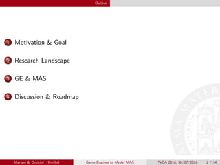 Game Engines to Model MAS: A Research Roadmap | PPT