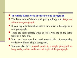 Comprehensive Guide to Paragraph Writing and Development Principles | PPT