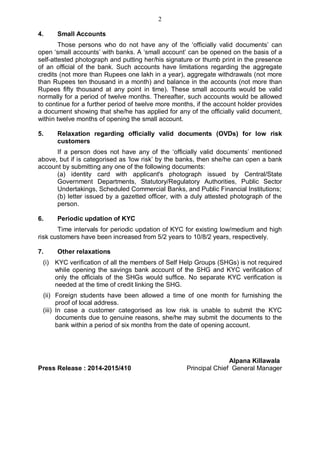 RBIs RECENT SIMPLIFIED KYC MEASURES FOR PUBLIC AWARENESS | PDF
