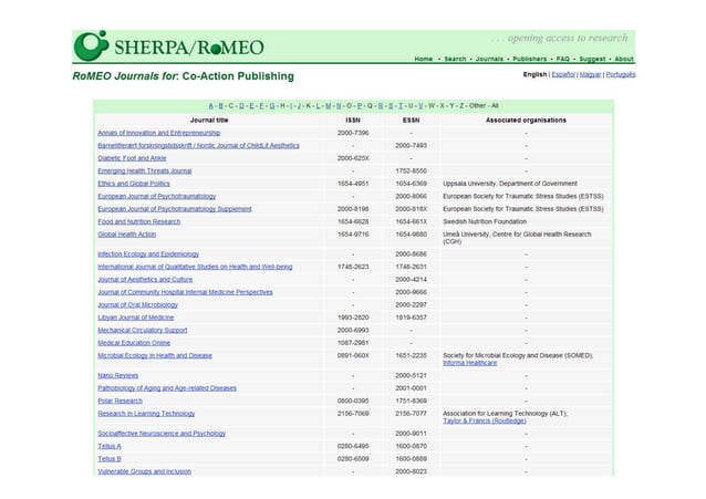 MOA 2012, Developing SHERPA/RoMEO's role in improving open access | PDF ...