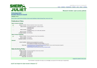 MOA 2012, Developing SHERPA/RoMEO's role in improving open access | PDF