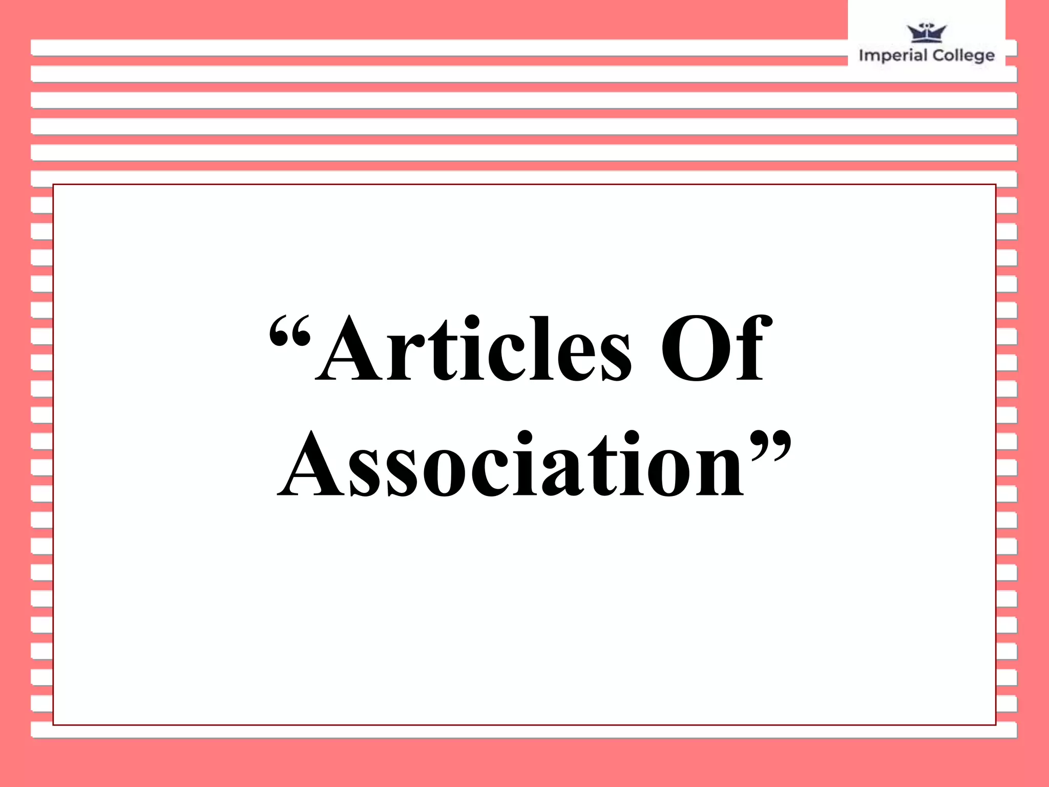 MOA & AOA Indian Companies Act | PPT