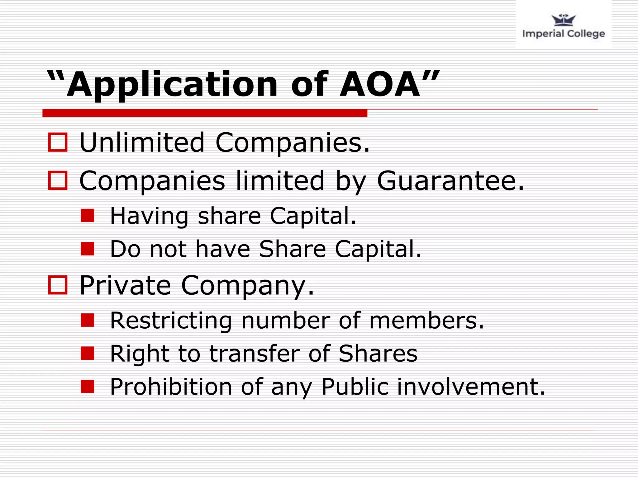 MOA & AOA Indian Companies Act | PPT