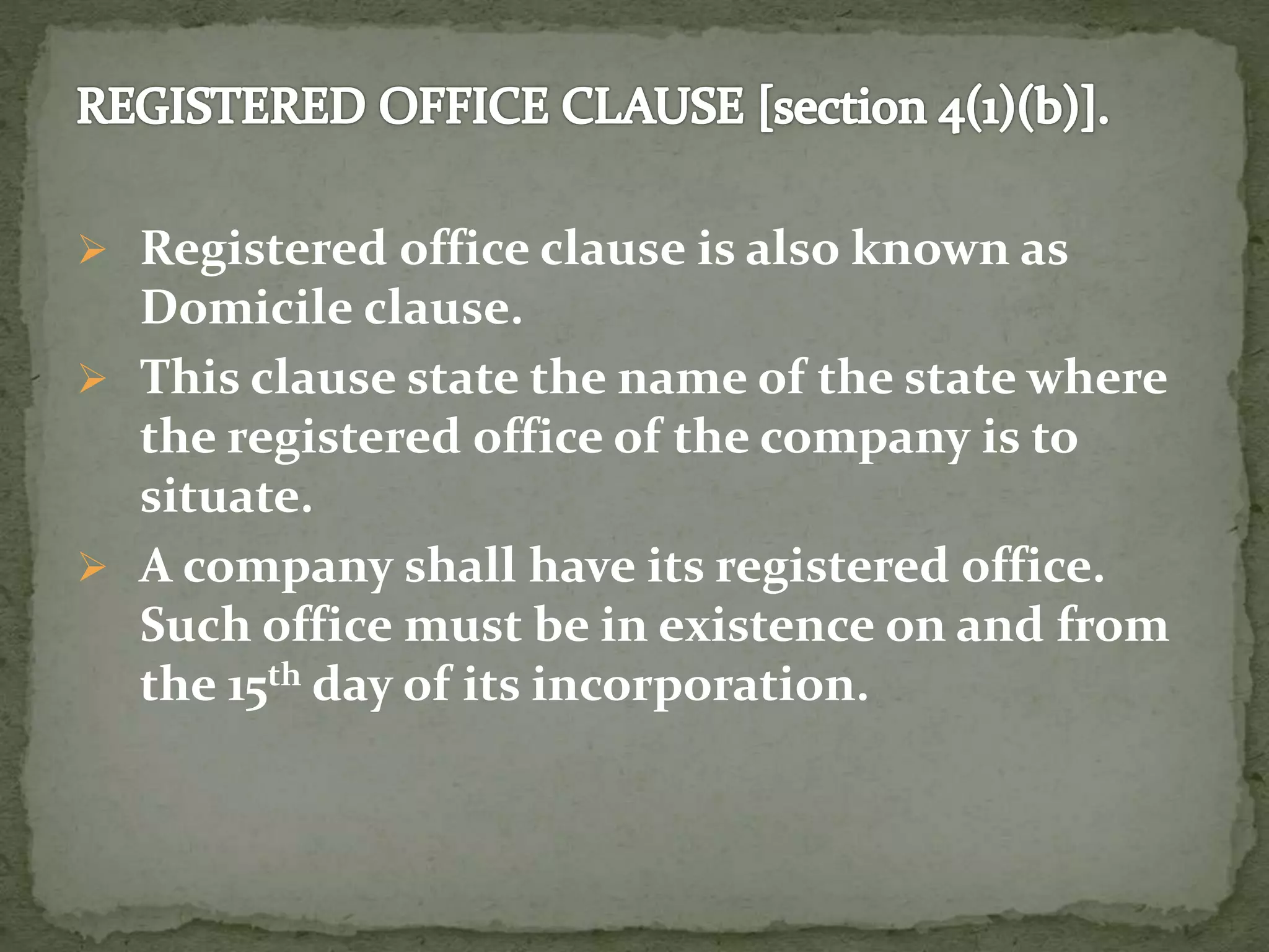 Memorandum of Association and Clauses | PPTX | Law