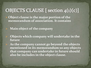 Memorandum of Association and Clauses | PPTX