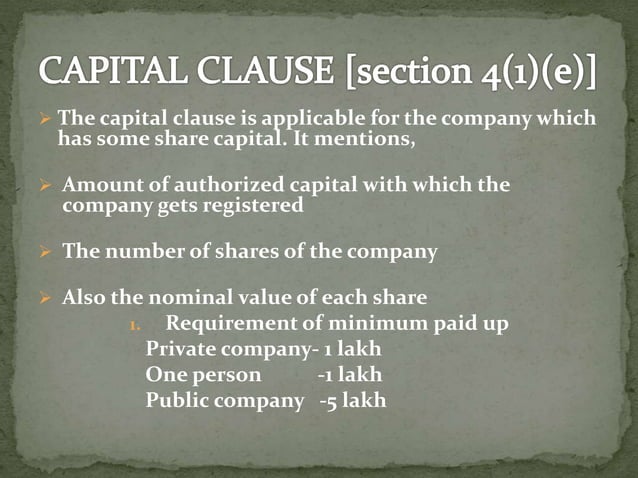 Memorandum of Association and Clauses | PPTX | Law