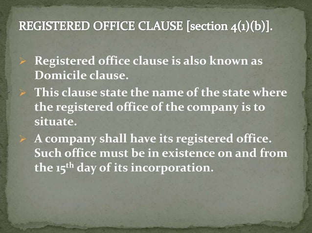 Memorandum of Association and Clauses | PPTX | Law