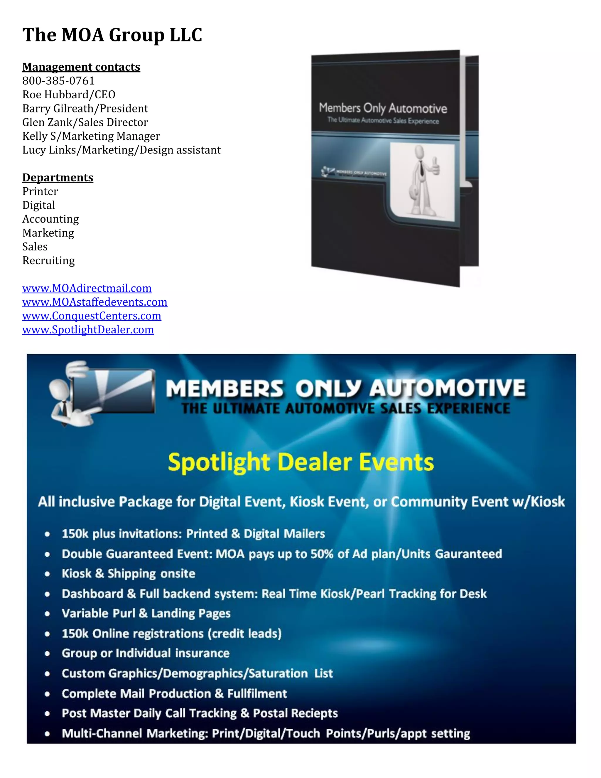 Moa Spotlight Dealer Direct Mail | PDF