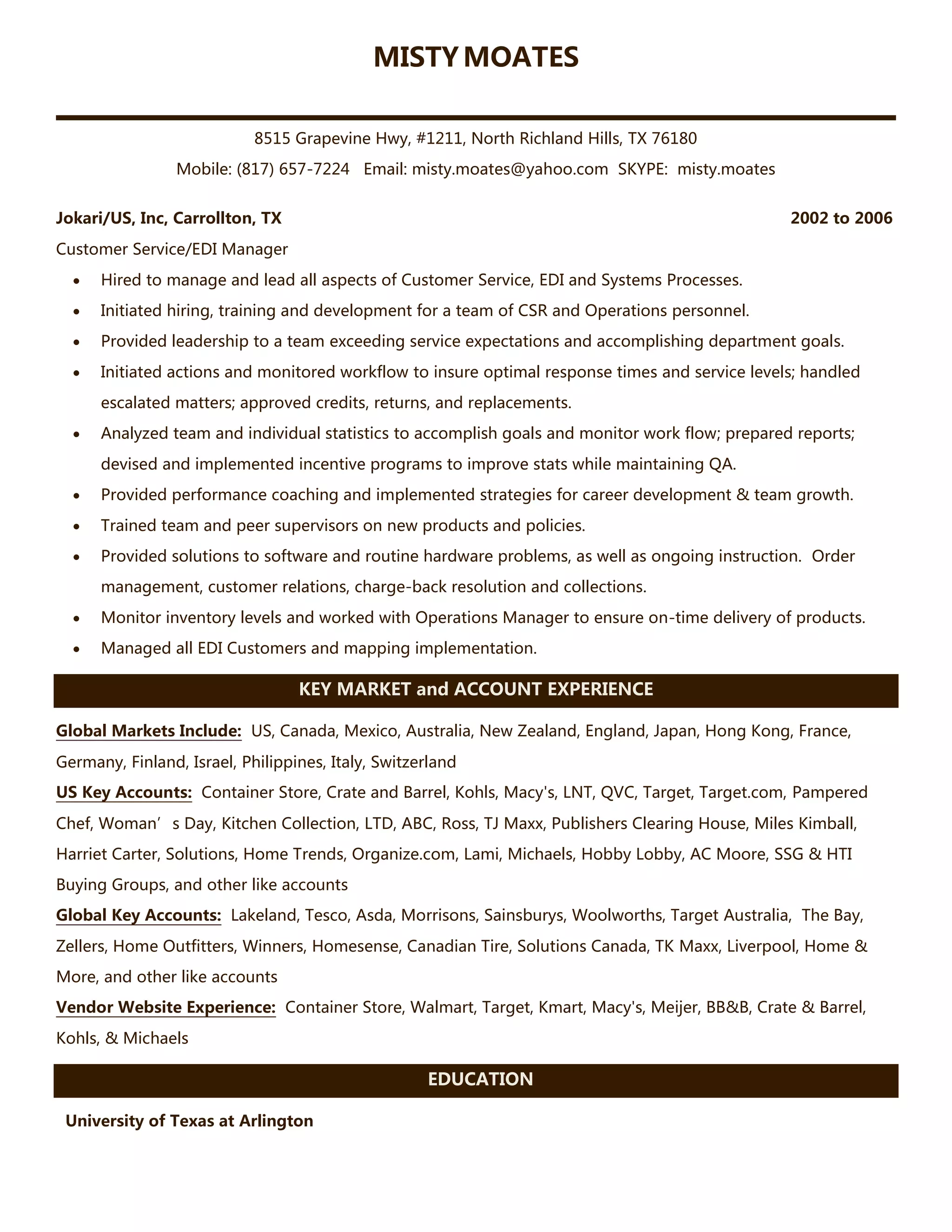 Misty Moates Resume | PDF