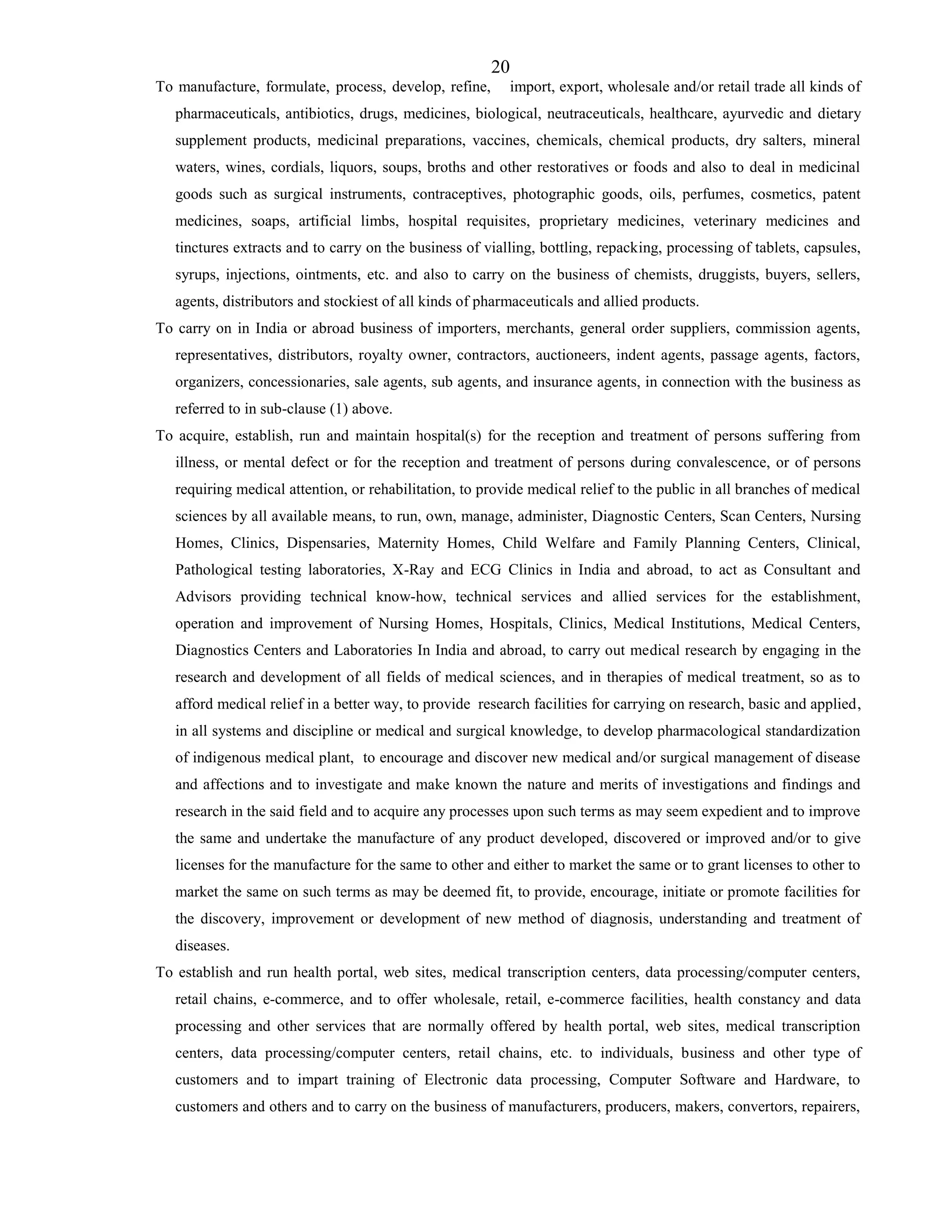 Format Of Main Object Clause of Various Types of Companies as Per ...
