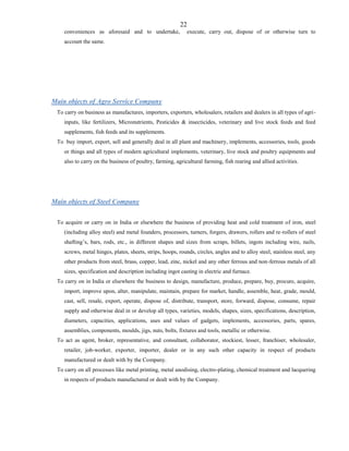 Format Of Main Object Clause of Various Types of Companies as Per ...