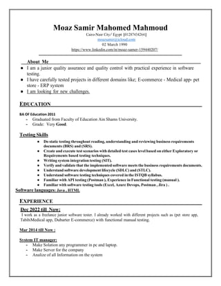 Moaz Samir mahmed mahmoud elsayed mahdeh | PDF