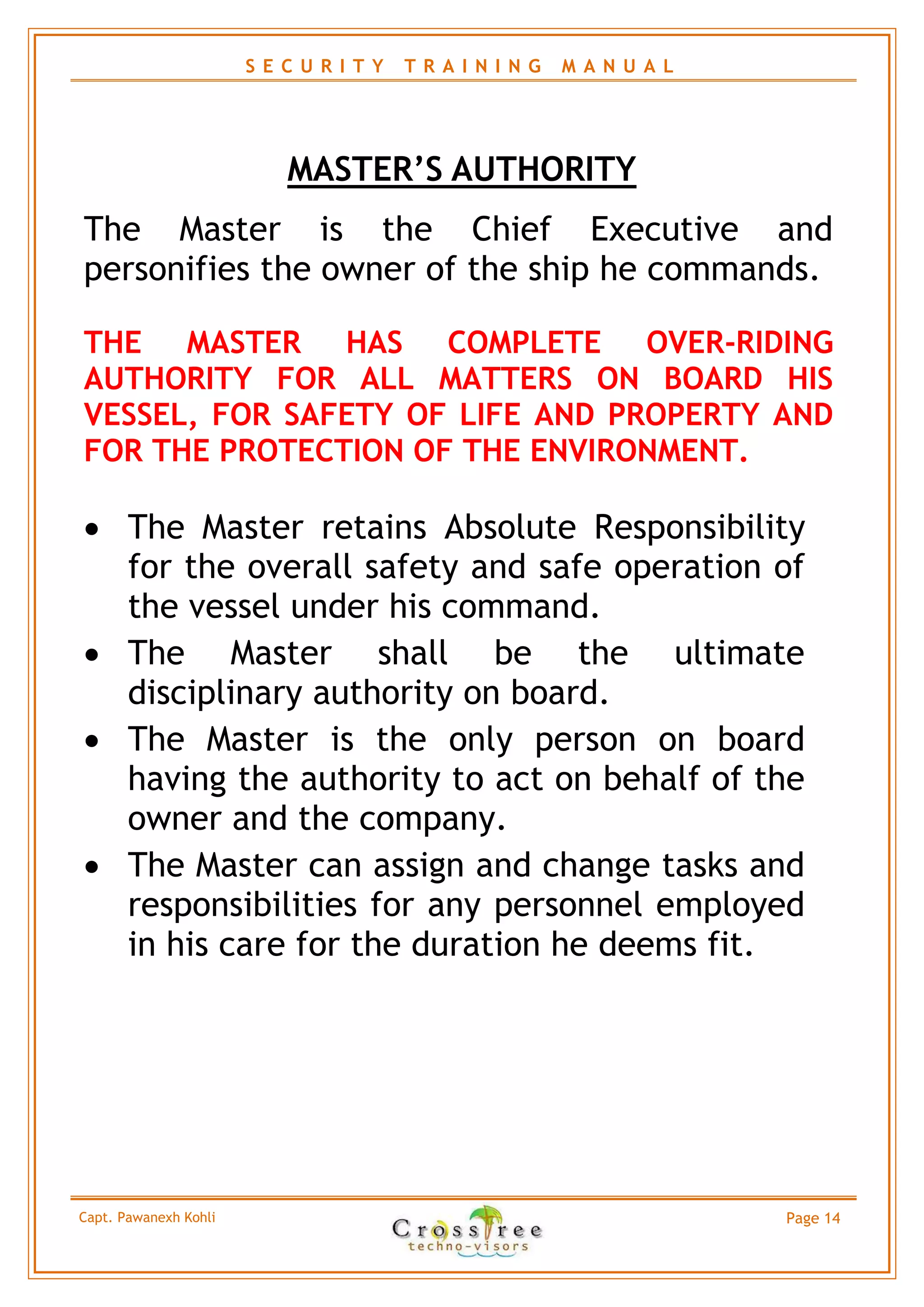 Ship Security Training Manual (Sample) | PDF