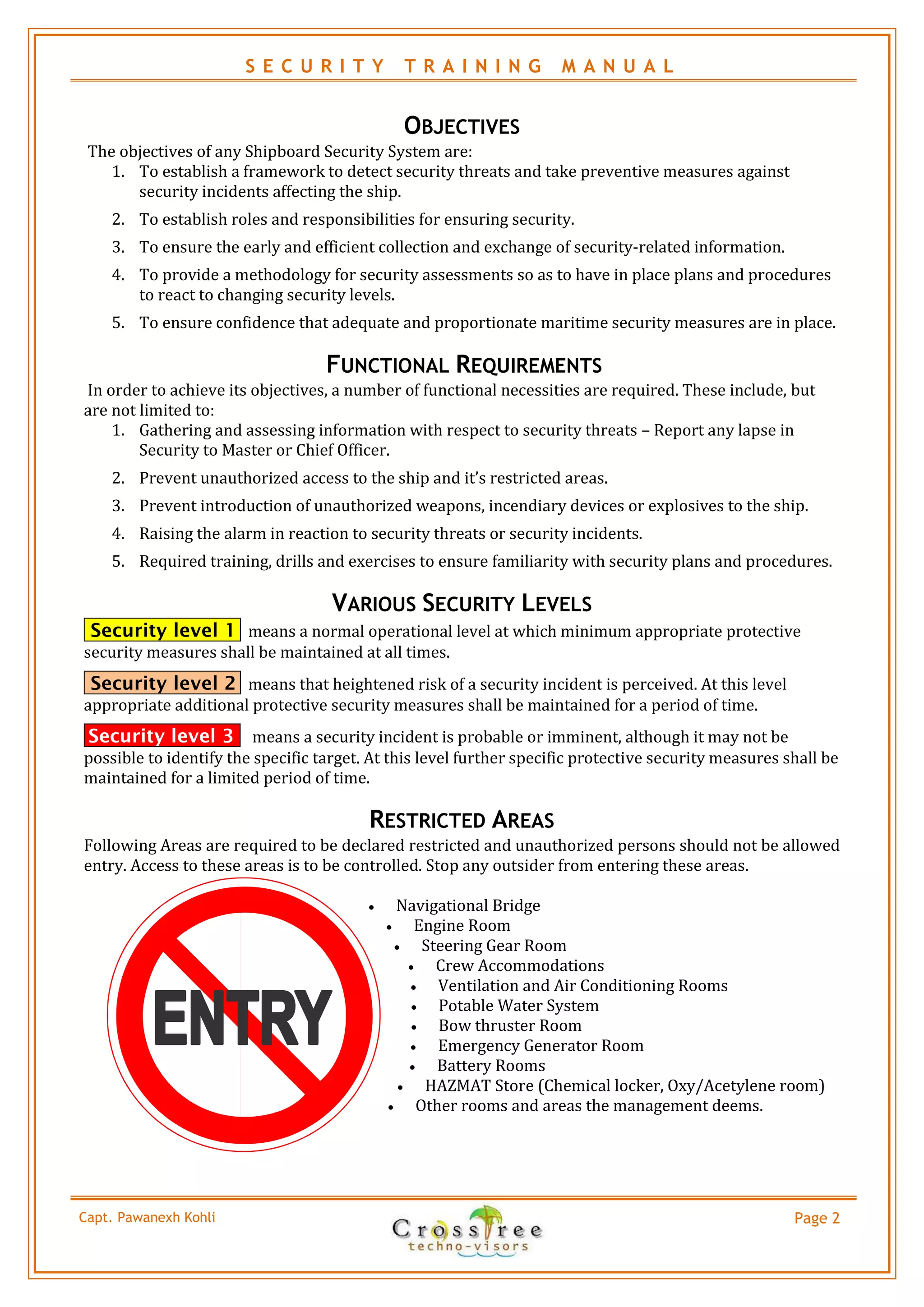 Ship Security Training Manual (Sample) | PDF