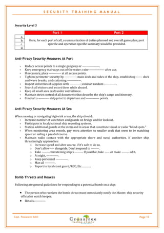 Ship Security Training Manual (Sample) | PDF
