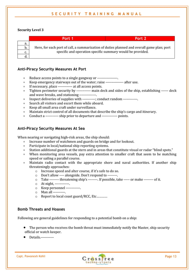 Ship Security Training Manual (Sample) | PDF