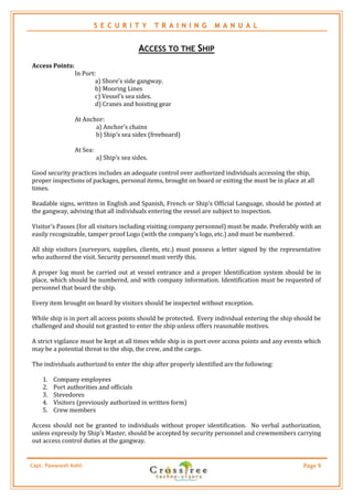 Ship Security Training Manual (Sample) | PDF