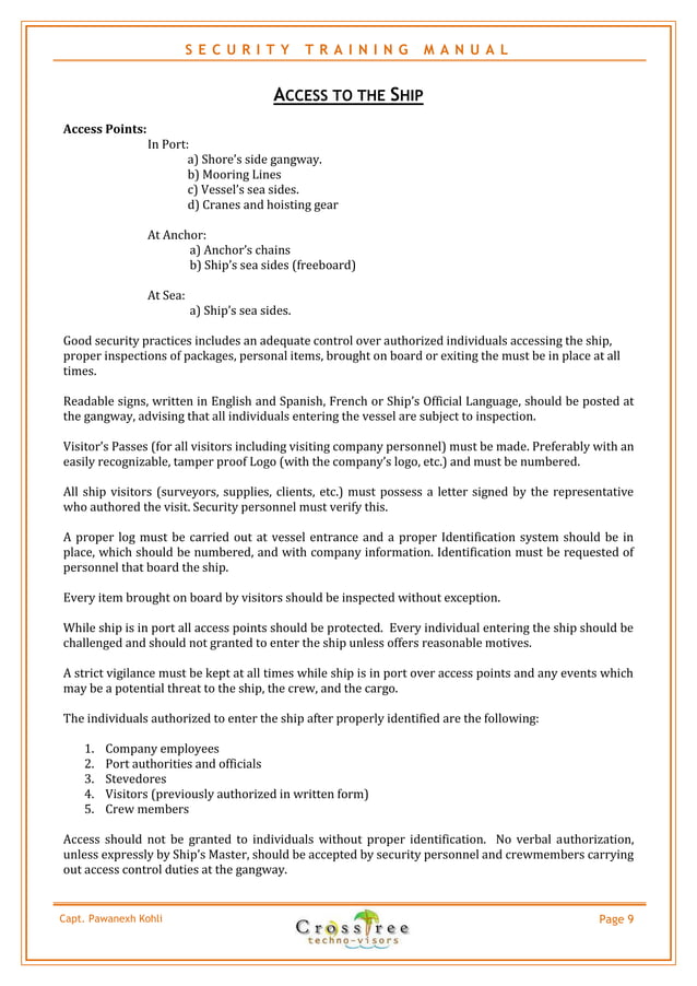 Ship Security Training Manual (Sample) | PDF