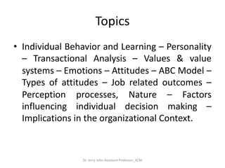Introduction to Organization Behavior | PDF