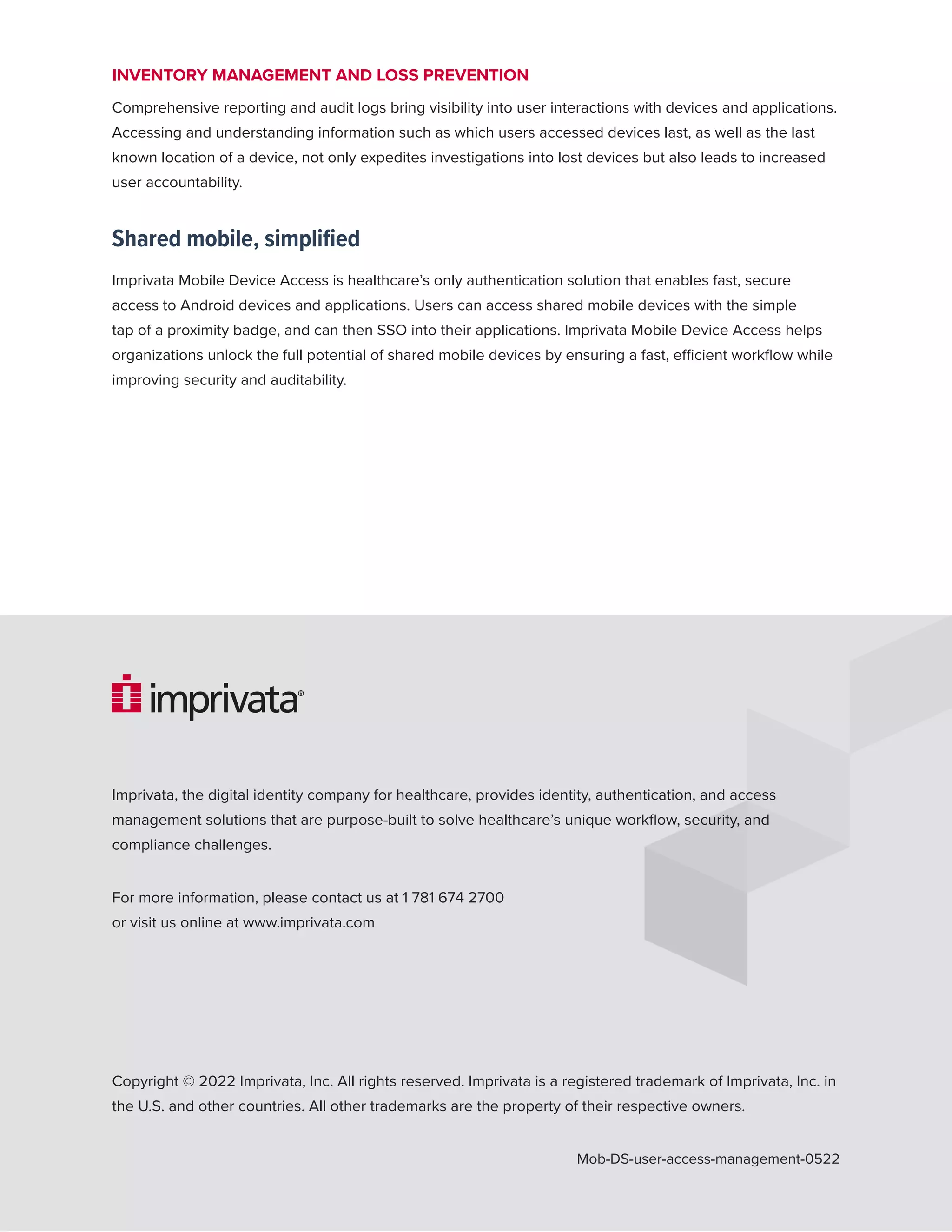 Imprivata Mobile Device Access | PDF