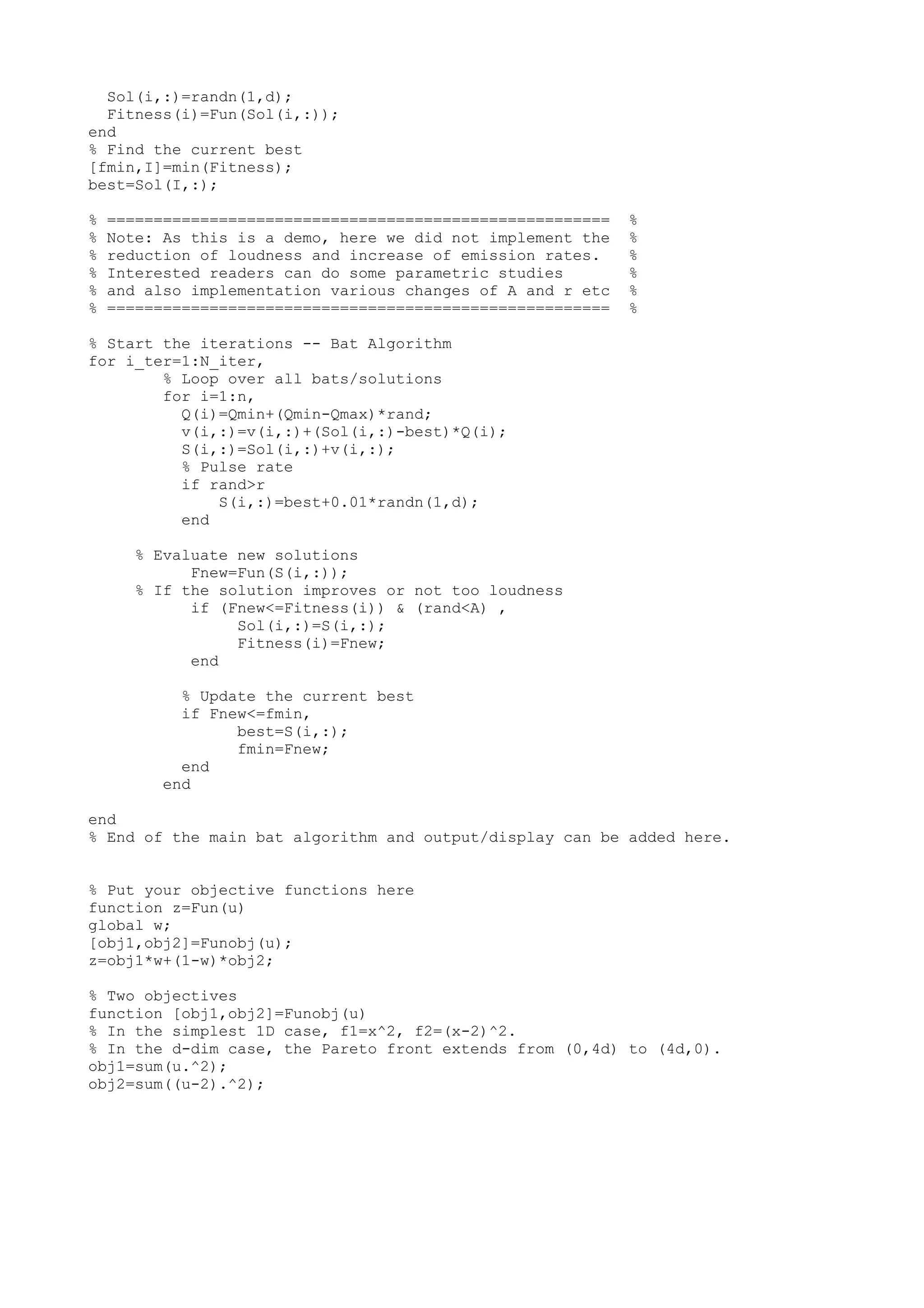 Multiobjective Bat Algorithm Demo Only Pdf
