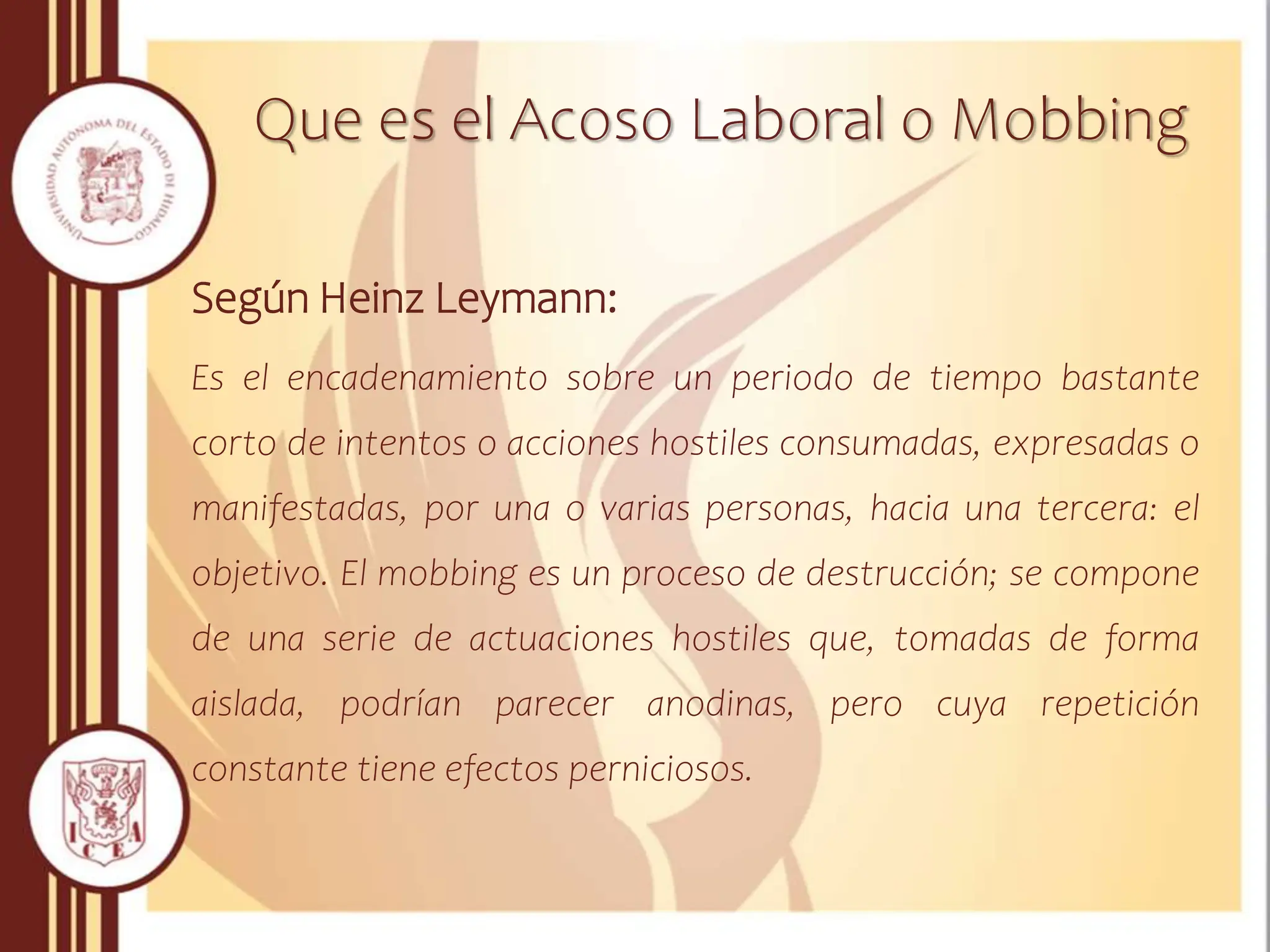 mobbing.pptx acoso laboral también llamado moobing | PPT