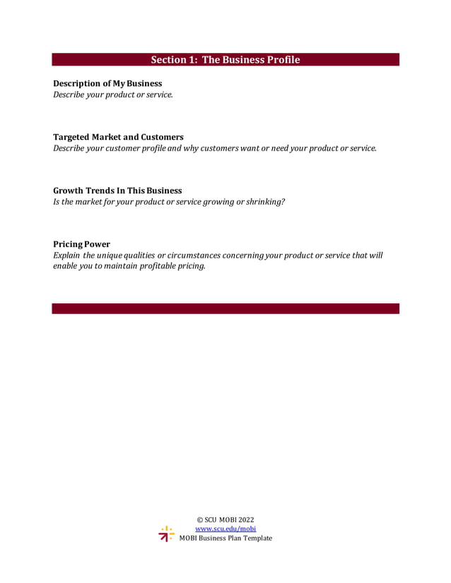 Mobi business plan template | DOCX