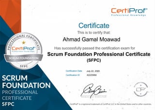 Scrum Foundation Professional Certificate (SFPC) | PDF