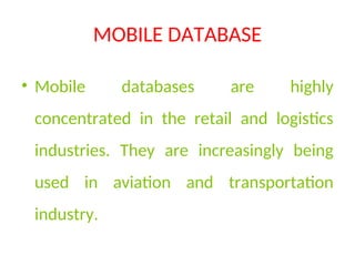 Introduction to mobile databases lecture slide | PPT