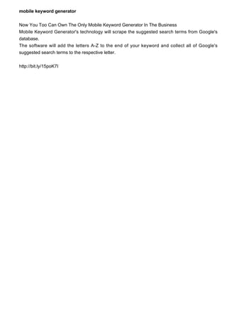 Mobile Keyword Generator | PDF