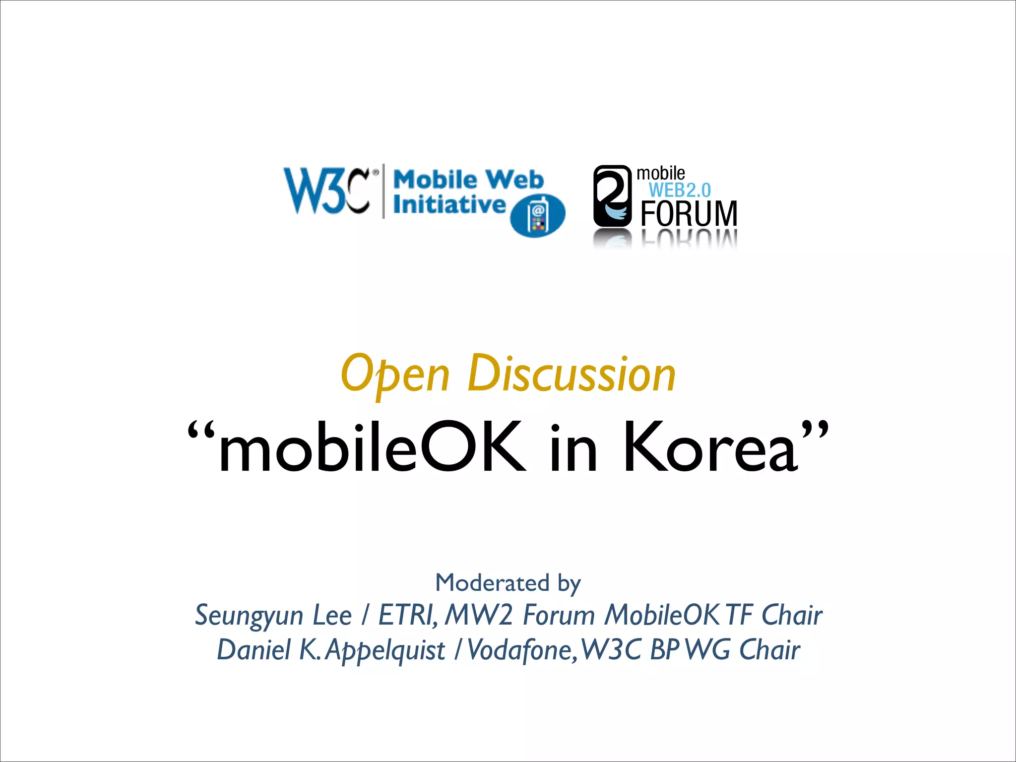 Mobile Ok In Korea - open discussion | PPT