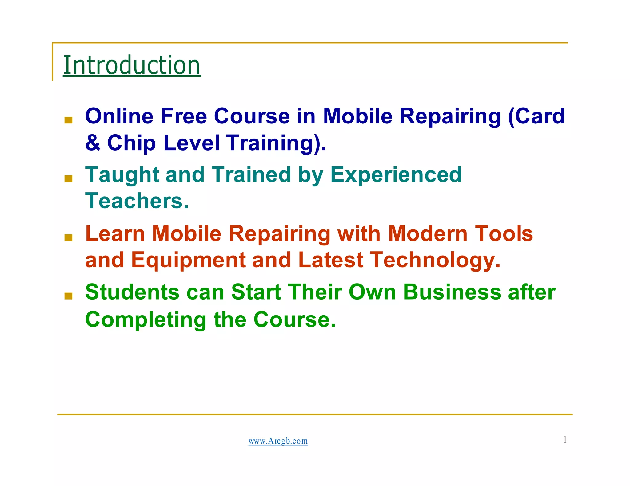 Mobile phone repair online Course | DOCX