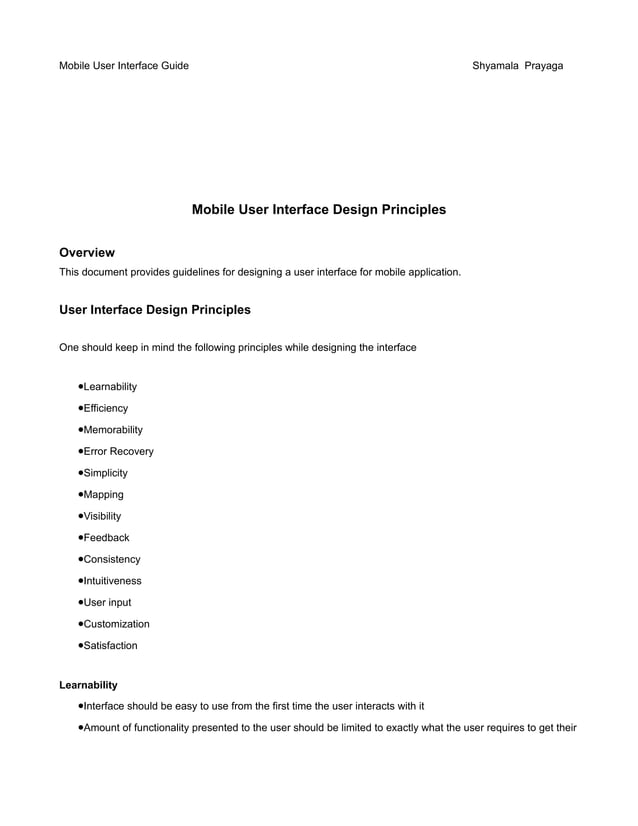Mobile UI and Usability Guidelines V1 | PDF