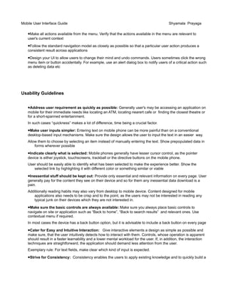Mobile UI and Usability Guidelines V1 | PDF