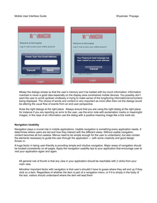 Mobile UI and Usability Guidelines V1 | PDF
