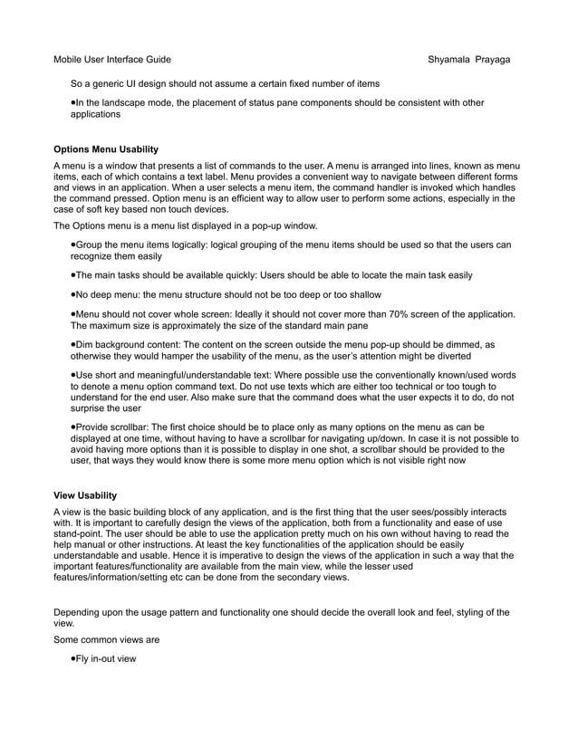 Mobile UI and Usability Guidelines V1 | PDF