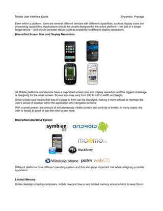 Mobile UI and Usability Guidelines V1 | PDF