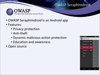 Mobile security, OWASP Mobile Top 10, OWASP Seraphimdroid | PPTX ...