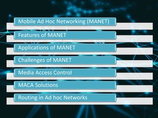 Mobile ad hoc networking - An introduction | PPTX | Computer Networking | Computing