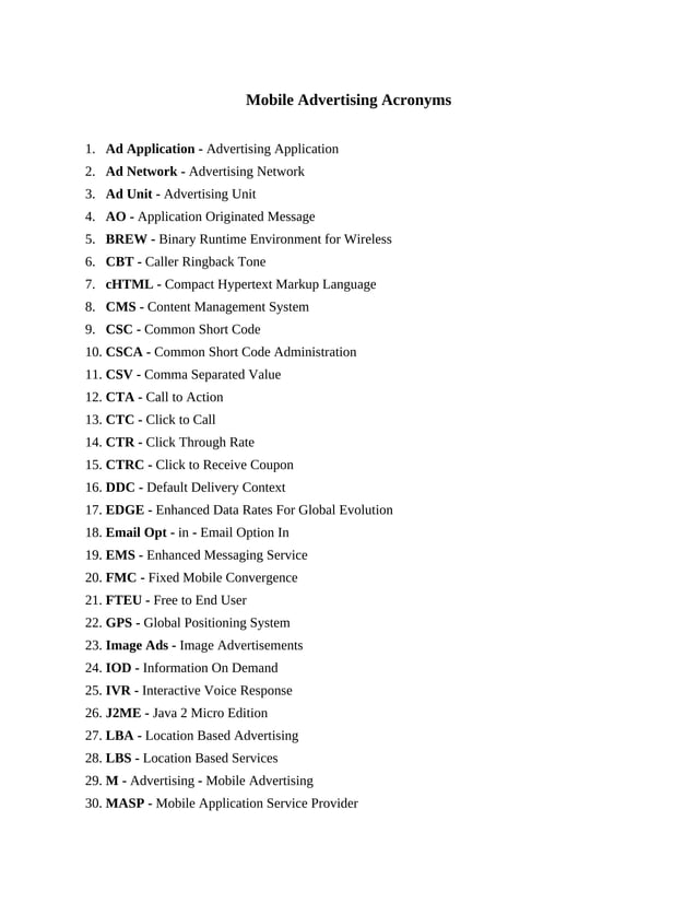Mobile advertising acronyms | ODT