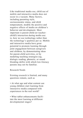 Mobile and Interactive Media Use by YoungChildren The Good,.docx