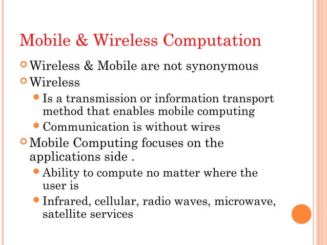 Mobile and wireless computing | PPT