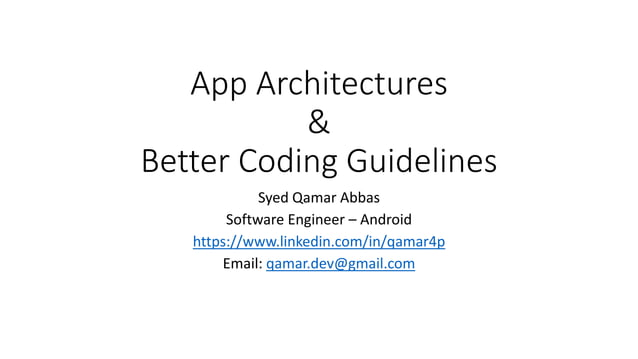 Mobile App Architectures & Coding guidelines | PPTX