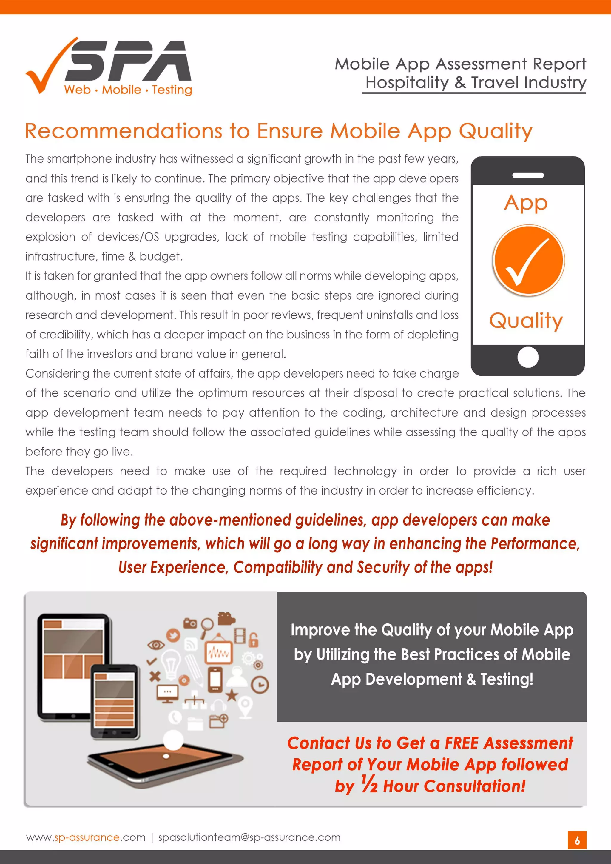 Mobile app assessment report for the hospitality & travel industry | PDF